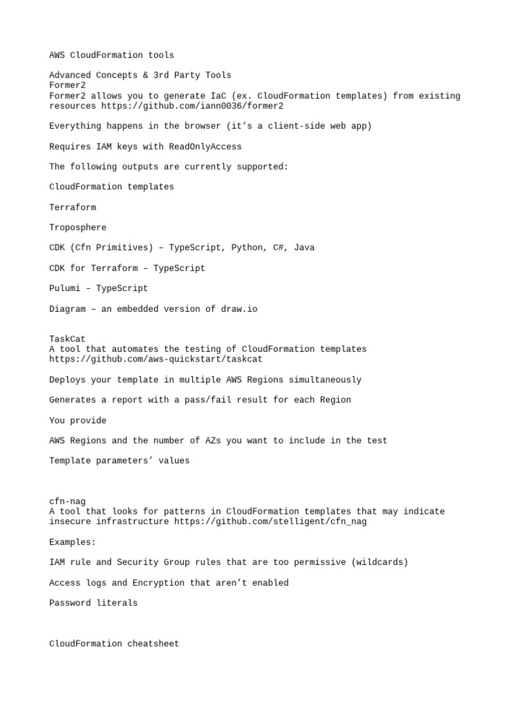 Aws Cloudformation Tools Pdf Computing Computer Programming