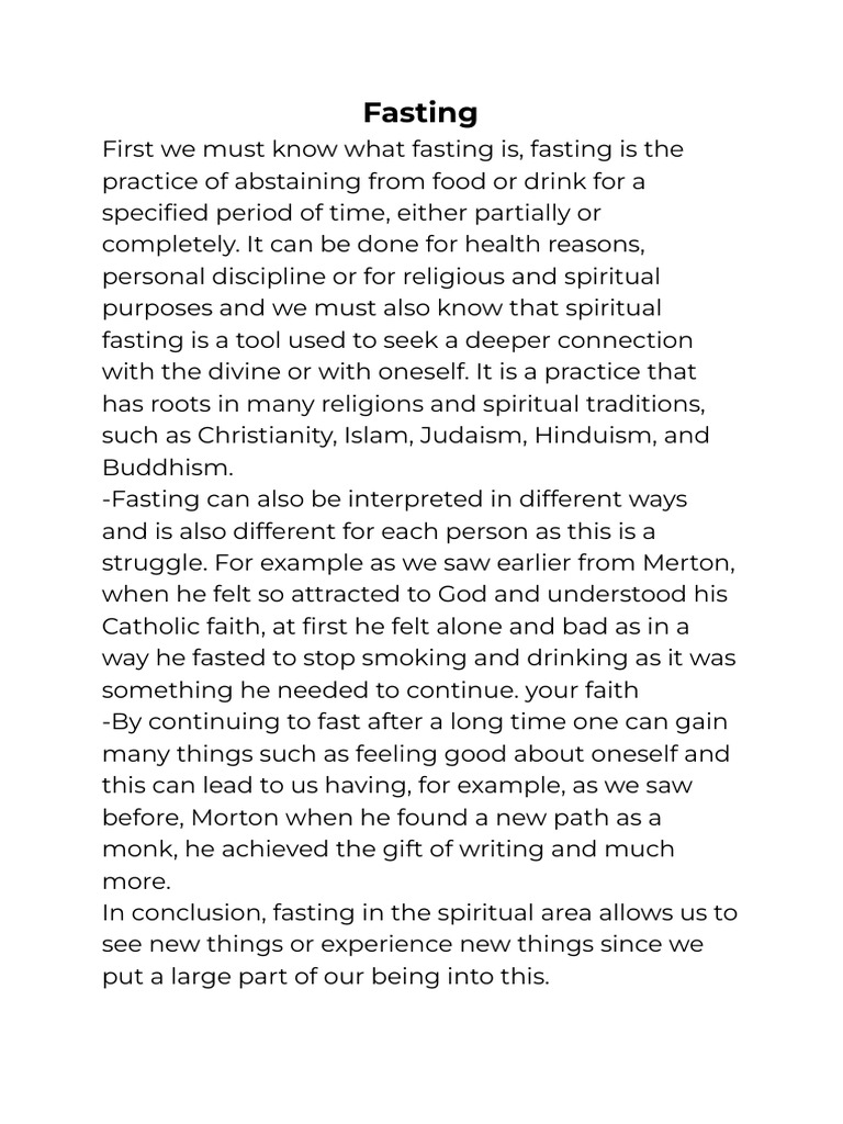 Understanding Spiritual Fasting Practices | PDF
