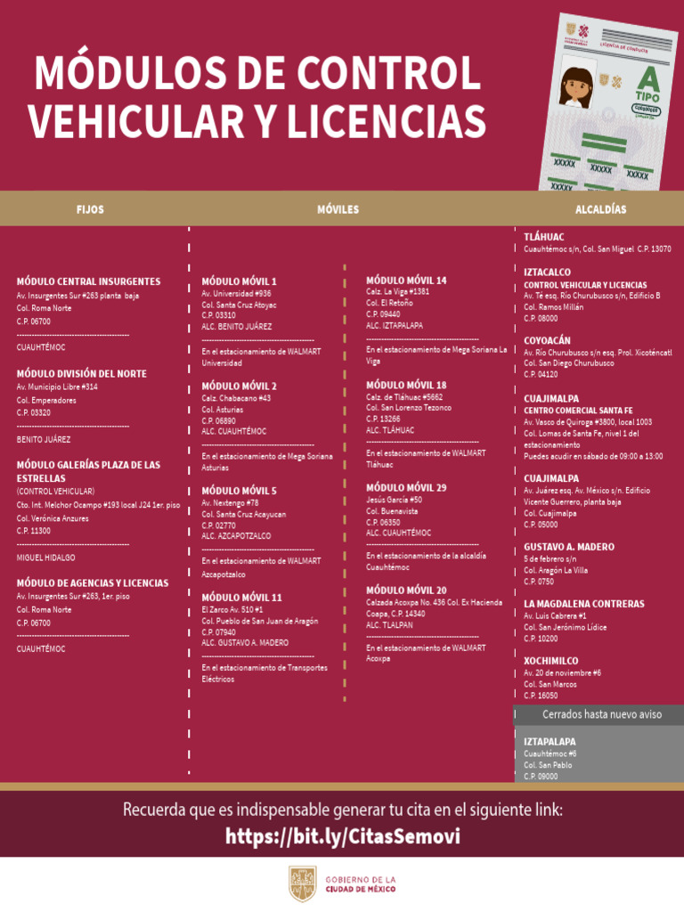 Módulos de Licencias CDMX 2023 | PDF | México