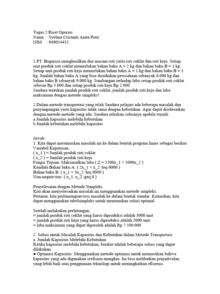 Tugas 2 Riset Operasi | PDF