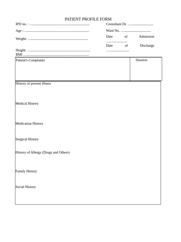 PPF Patient Profile From | PDF