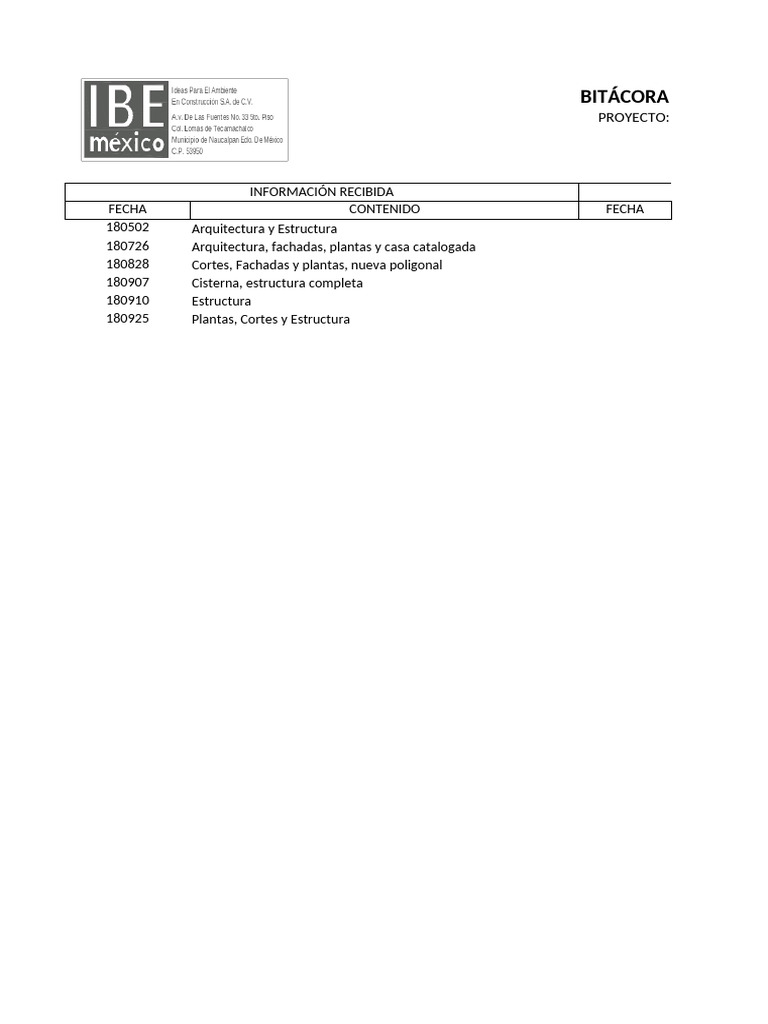 BITACORA DE PROYECTO | PDF
