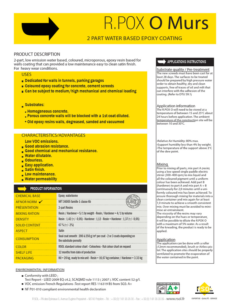 FT R.POX O Mur Eng | PDF | Epoxy | Concrete