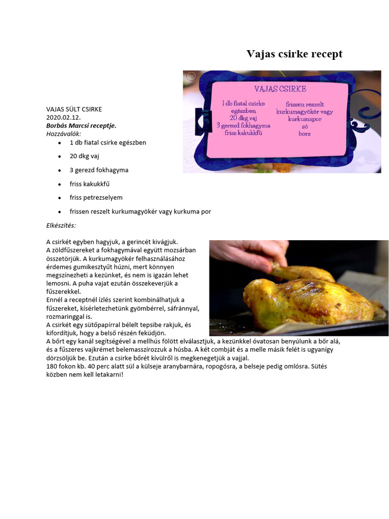 Vajas Csirke Recept | PDF