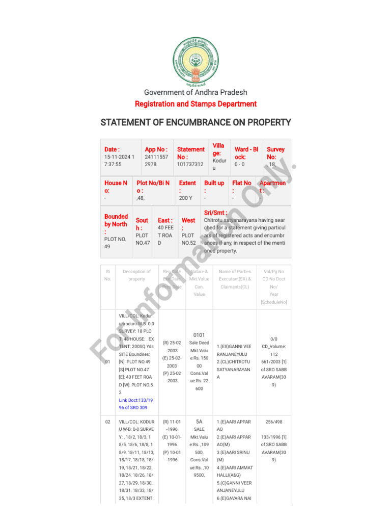 e Encumbrance Service | PDF