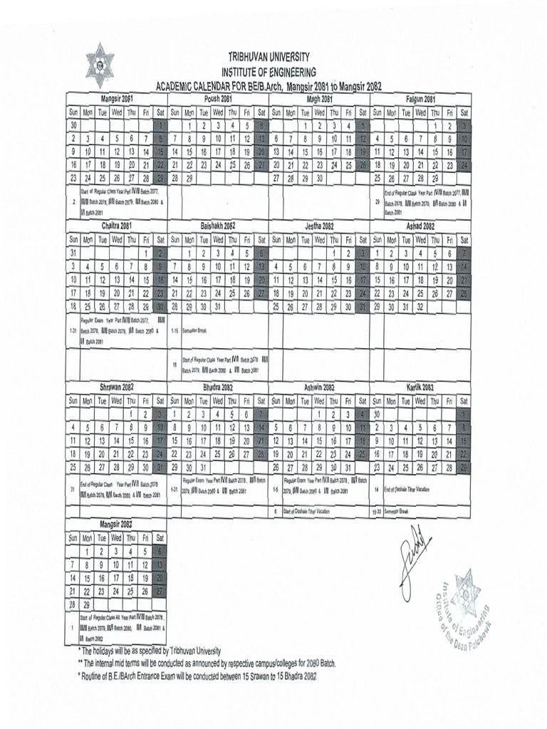 Academic - Calender 081 & 082 | PDF