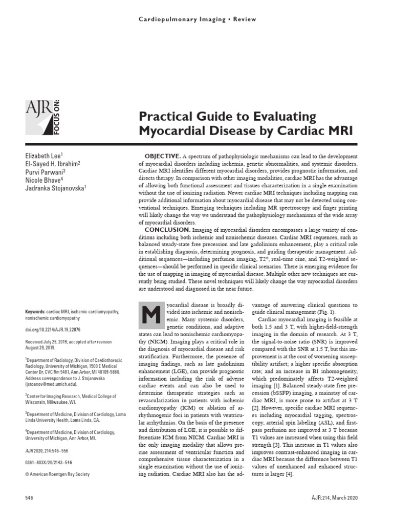 AJR2020Practical Guide To Evaluating Myocardial Disease by Cardiac MRI-1 | PDF | Magnetic ...