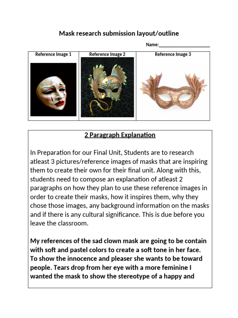 Mask Explanation Layout | PDF