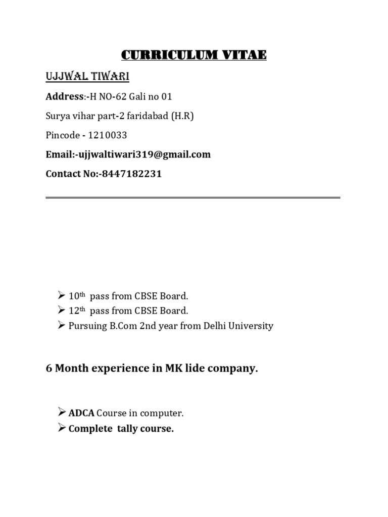 ujjwal biodata | PDF