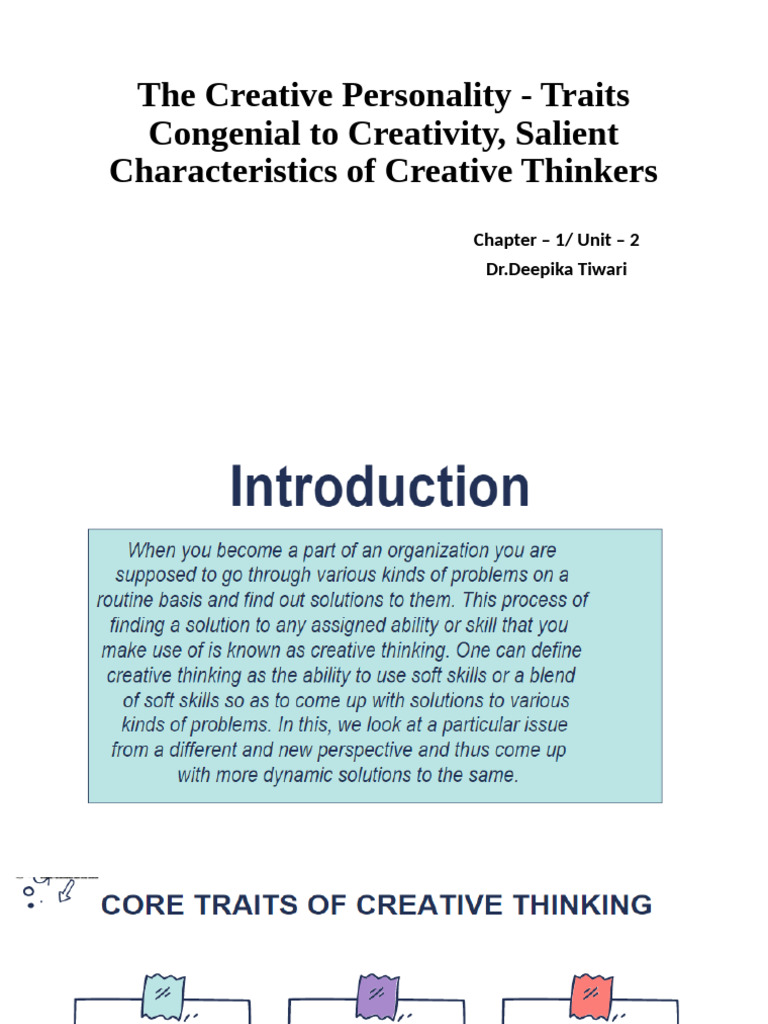Unit - 2 - CHP - 1 - Characteristics of Creative People | PDF ...