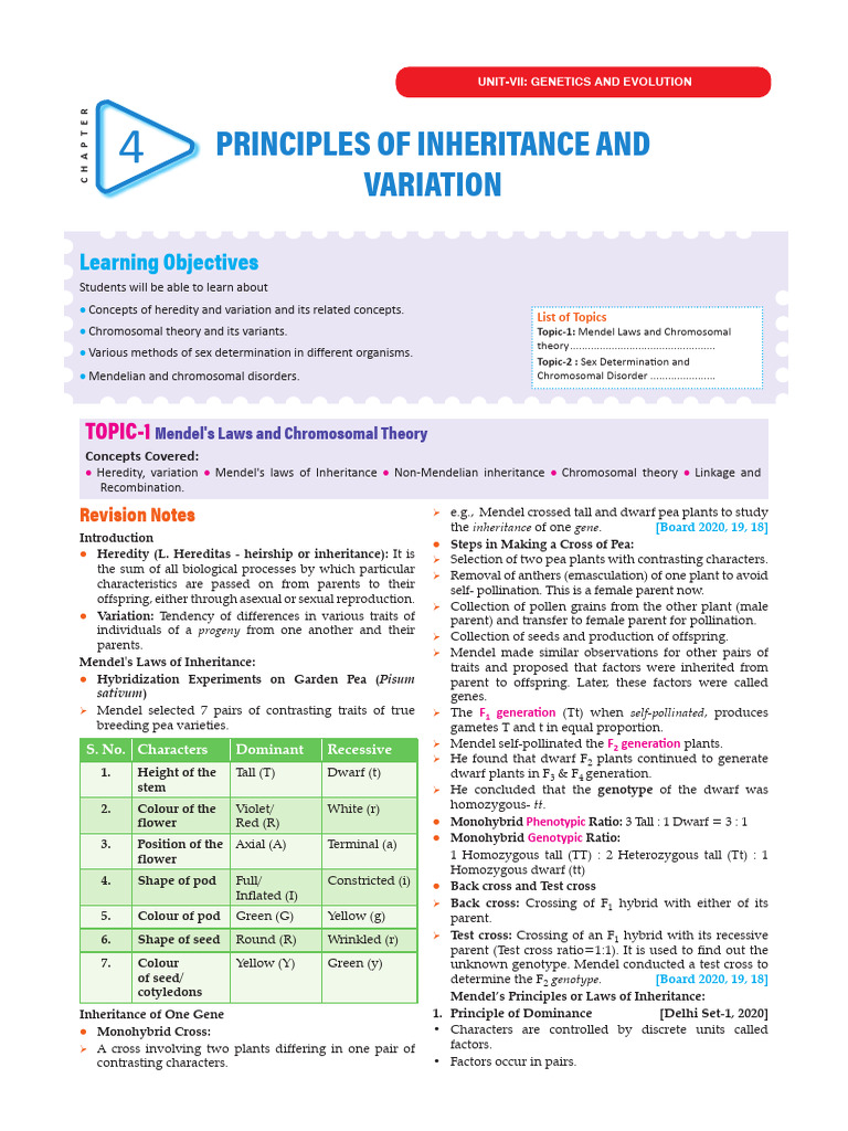 Principles of Inheritance and Variation | PDF | Dominance (Genetics ...