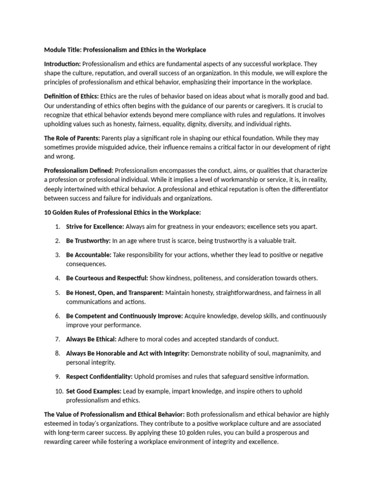 Ethics and Professionalism Essentials | PDF | Good And Evil | Morality