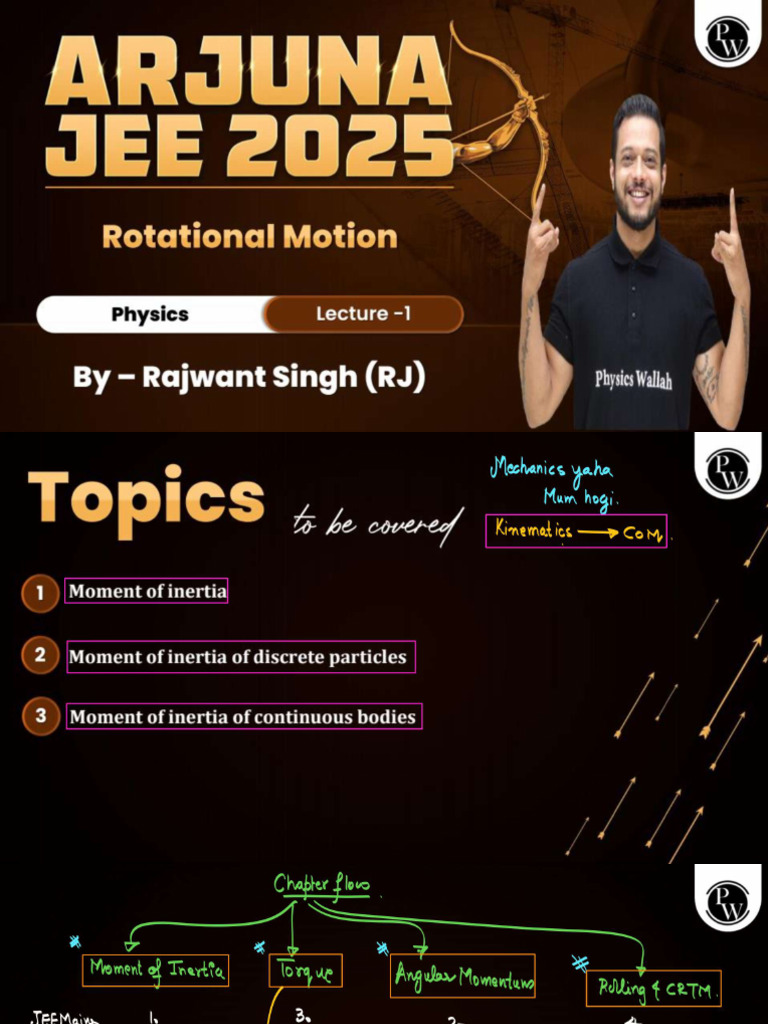 Rotational Motion 01 - Class Notes - Arjuna JEE 2025 | PDF