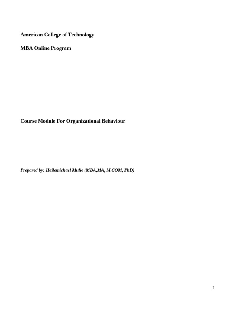 OB Final Module Final | PDF | Organizational Behavior | Job Satisfaction