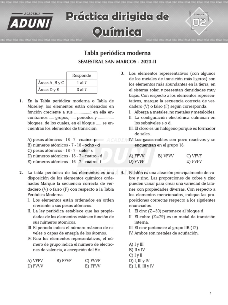 Q SSM Diri Sem02 | PDF | Tabla periódica | Metales de transición