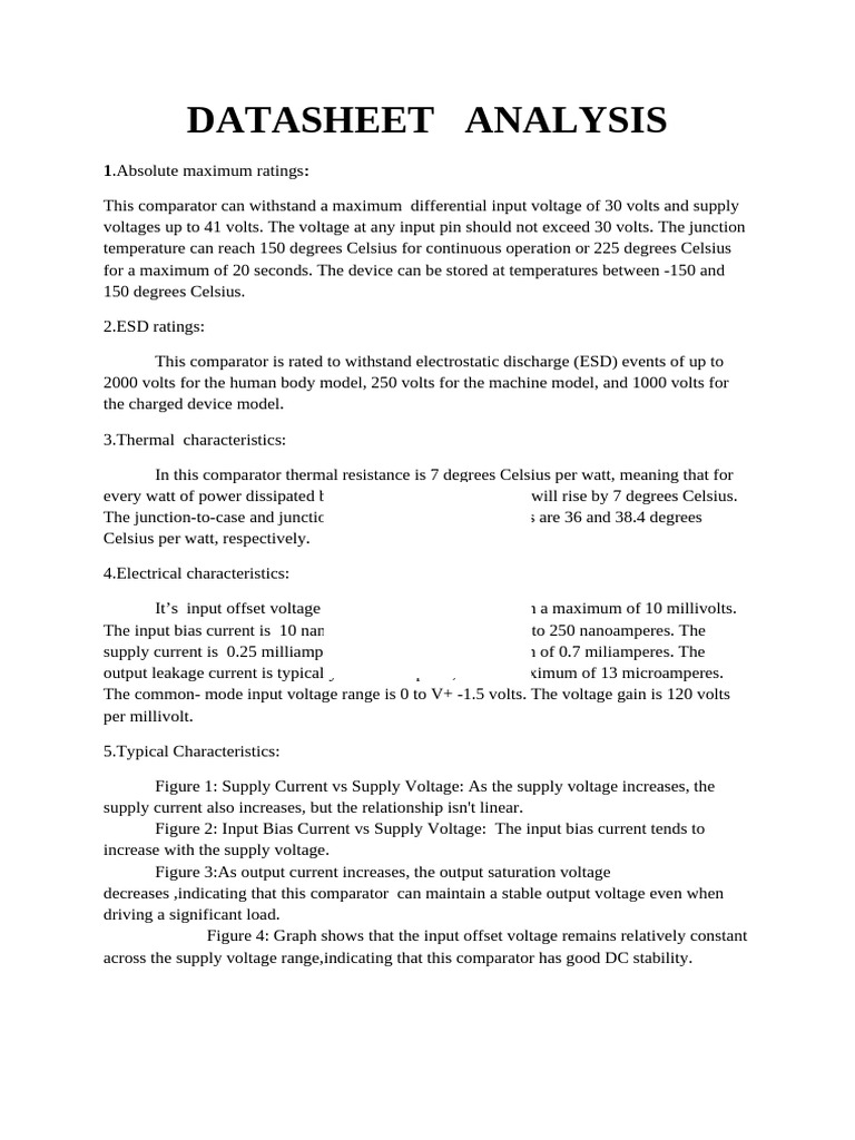 Datasheet Analysis | PDF