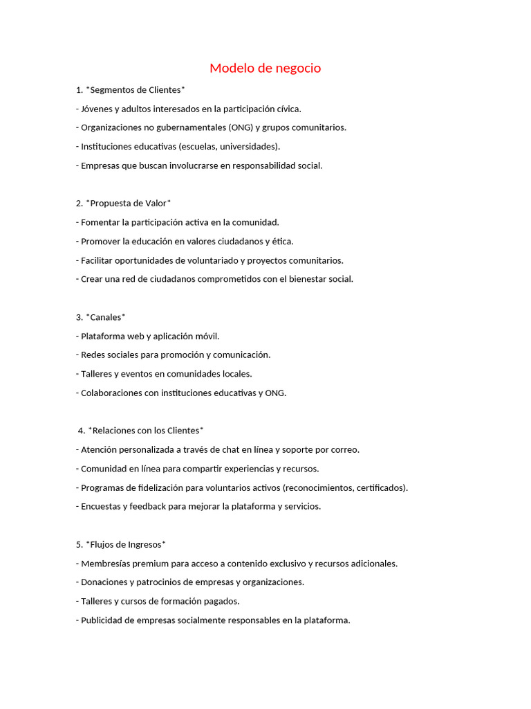 Modelo de negocio | PDF