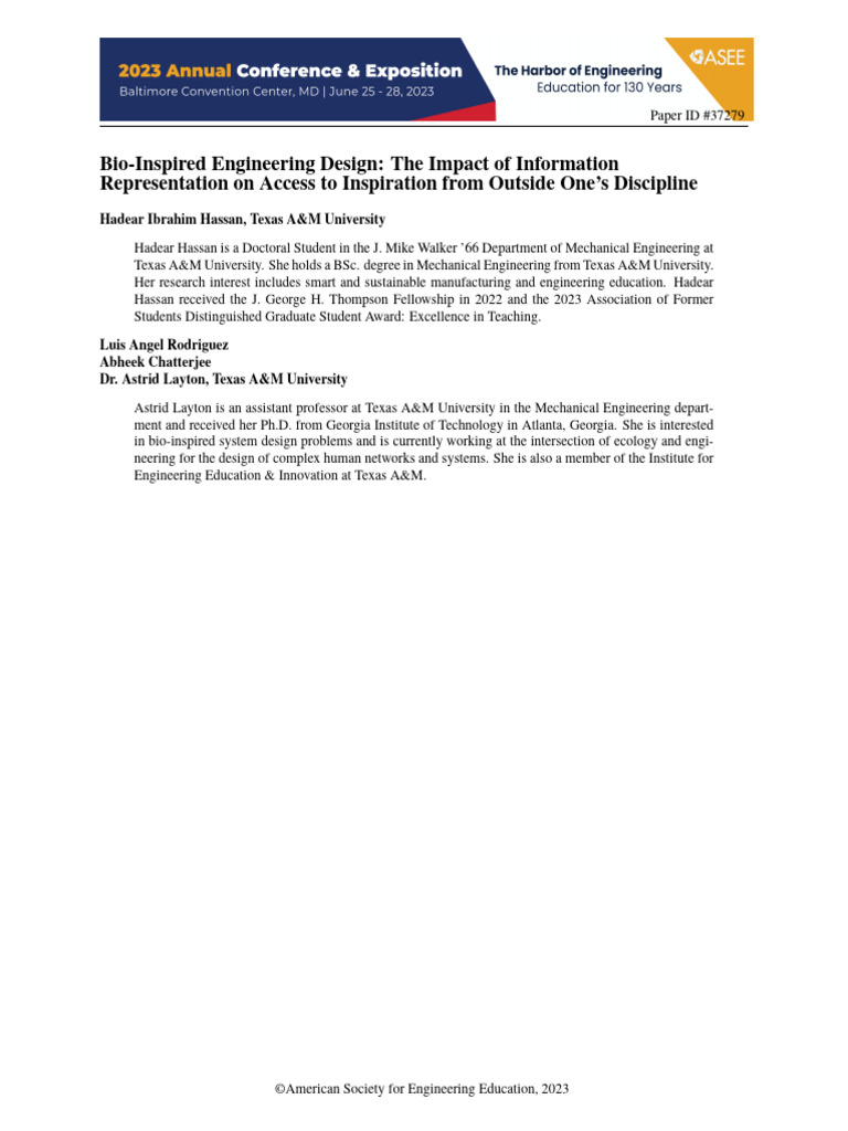 Bio Inspired Engineering Design the Impact of Information ...