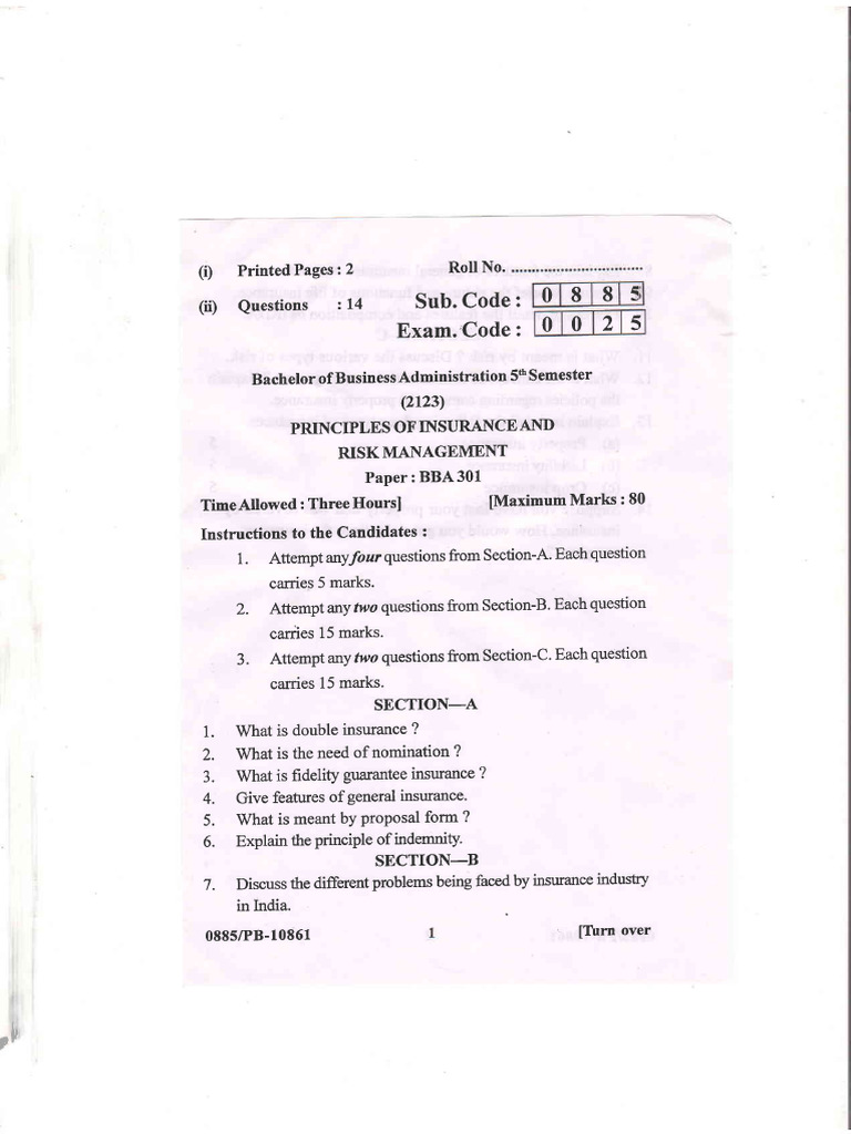 BBA 5th Semester Question Papers 2023 | PDF | Consumer Behaviour ...