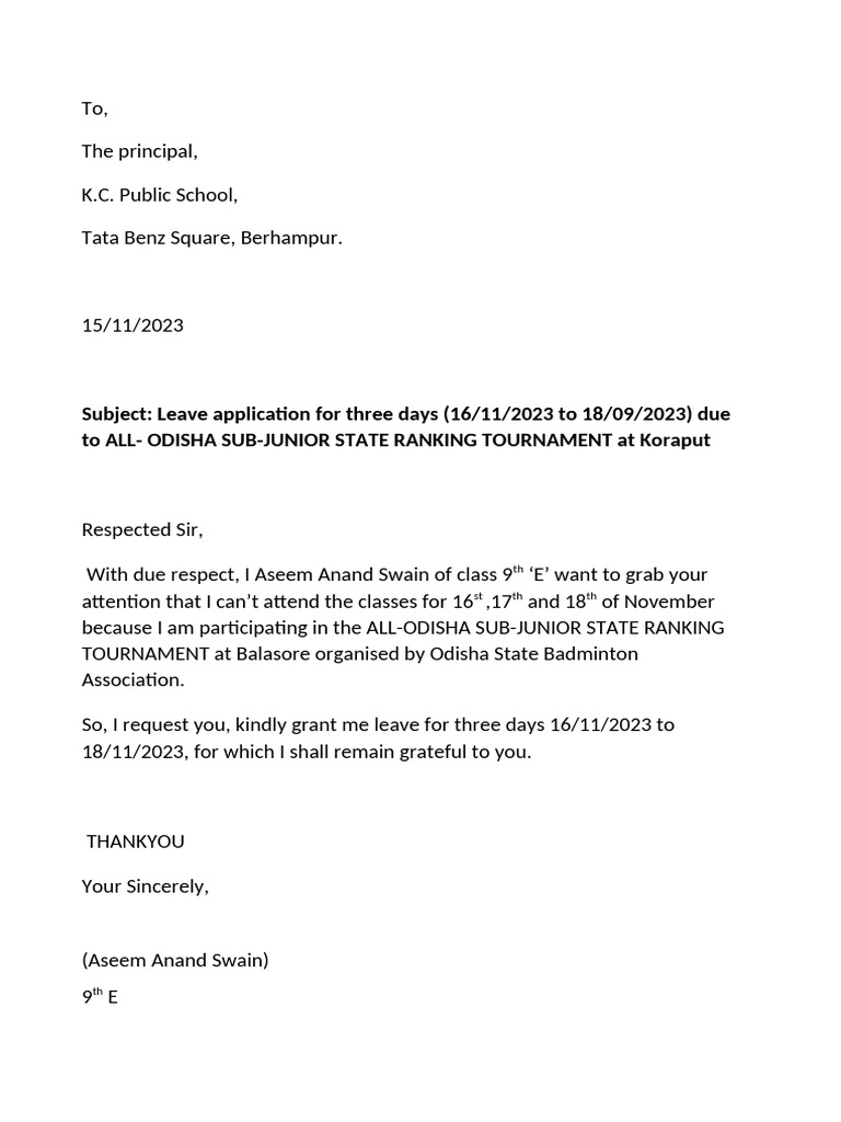 Leave Application | PDF
