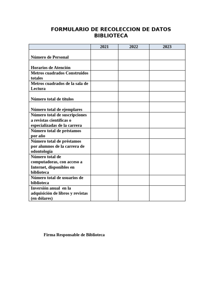 Datos Anuales de Biblioteca | PDF