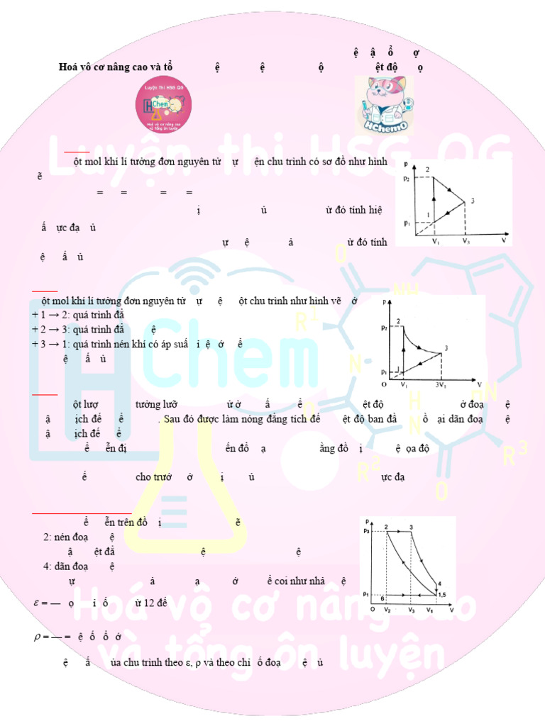 (HChemO-NCOL) Nhiệt động lực học nâng cao (P1) - Đề | PDF