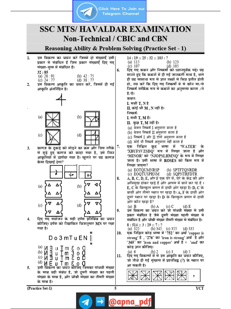 SSC MTS SCORE 100 Reasoning Ability and Prob (@Apna PDF) | PDF