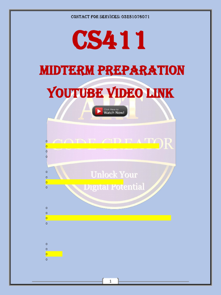 CS411 Mid Preparation 2024 by MR - ART | PDF | Class (Computer Programming) | C Sharp ...