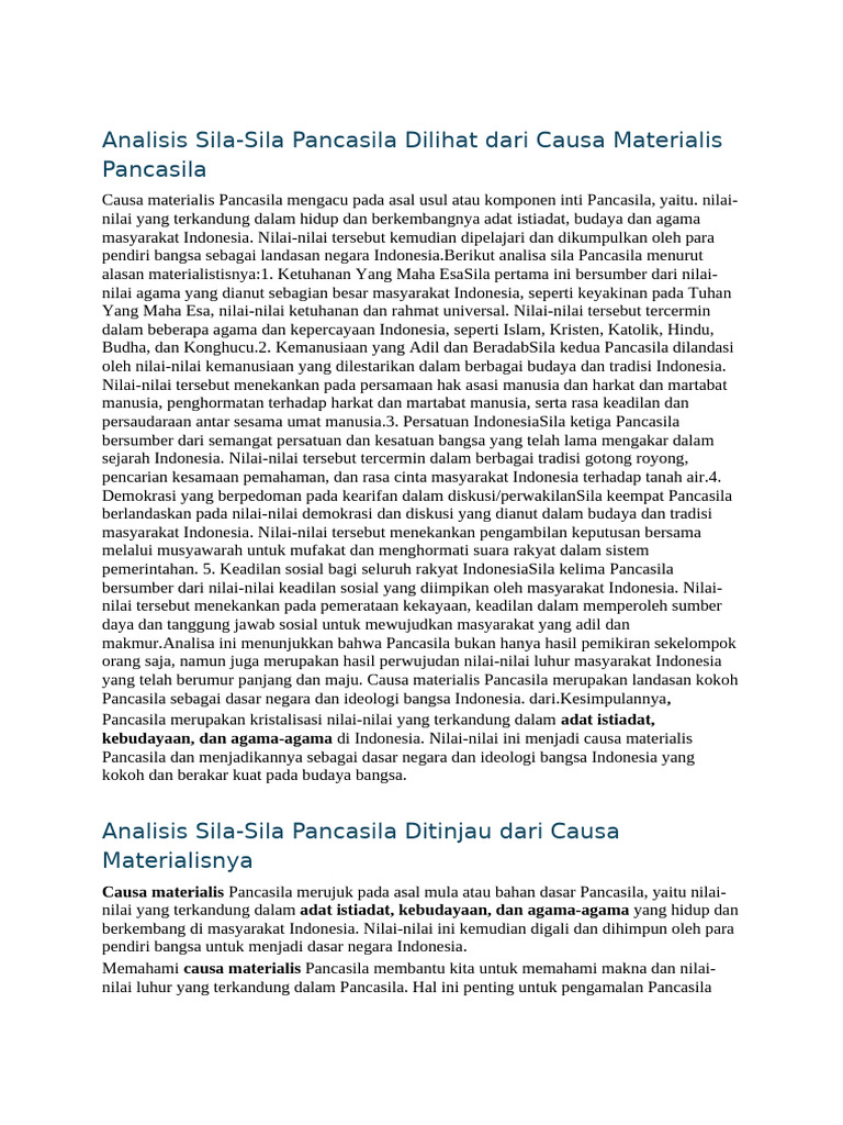 Analisis Causa Materialis Pancasila | PDF