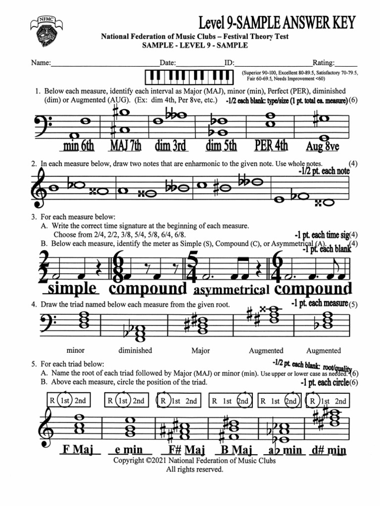 NFMC TT 9 Sample Ans - Key FINAL | PDF