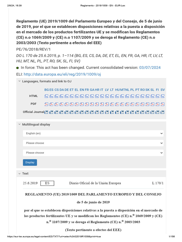Reglamento - 2019_1009 - Reglamento Norma Biofertilizantes Real Decreto ...