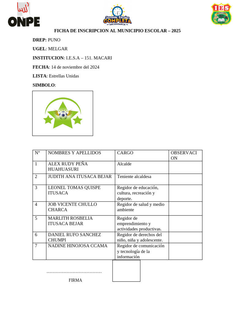 Ficha de Inscripcion Al Municipio Escolar | PDF