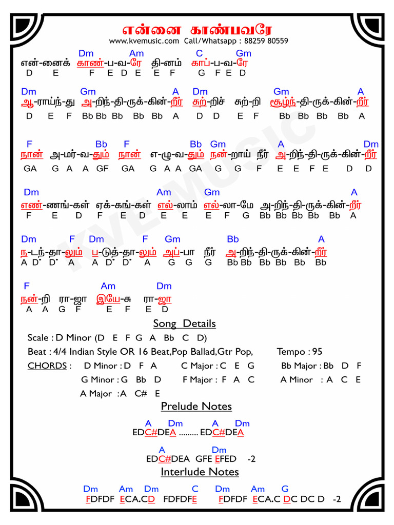 Ennai Kanbavare-Father Berchmans-Tamil Christian Songs Keyboard Abcd ...