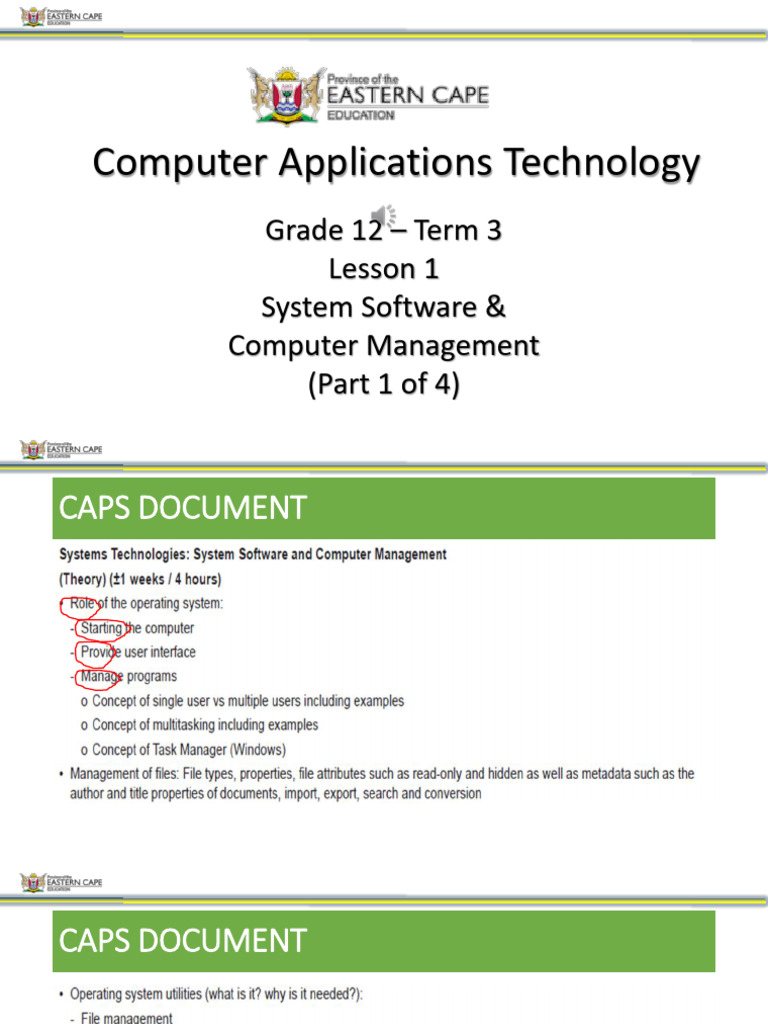 GR 12 CAT System Software Lesson 1 Part 1 of 4 | PDF | Operating System ...