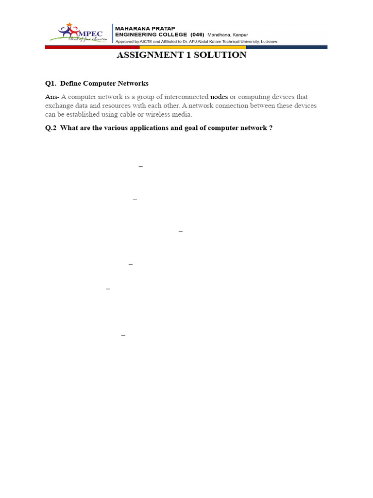 ASSIGNMENT 1 SOLUTION | PDF | Network Topology | Duplex ... ASSIGNMENT 1 SOLUTION | PDF | Network Topology | Duplex ...