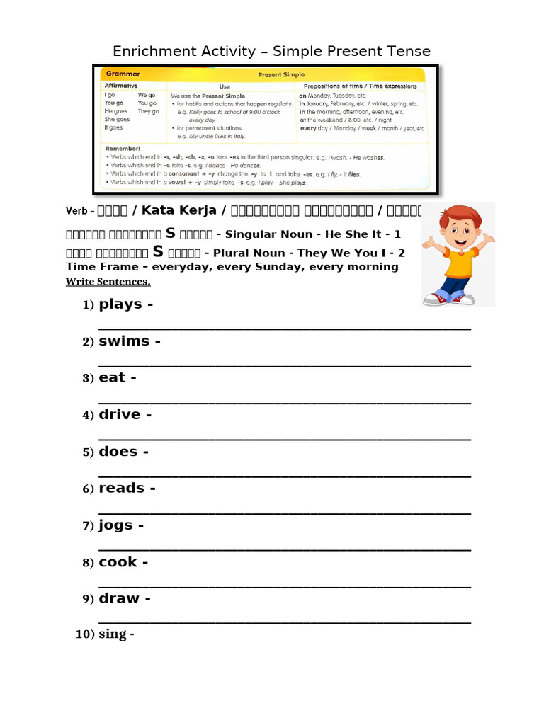 Simple present Tense - Sentence Making | PDF