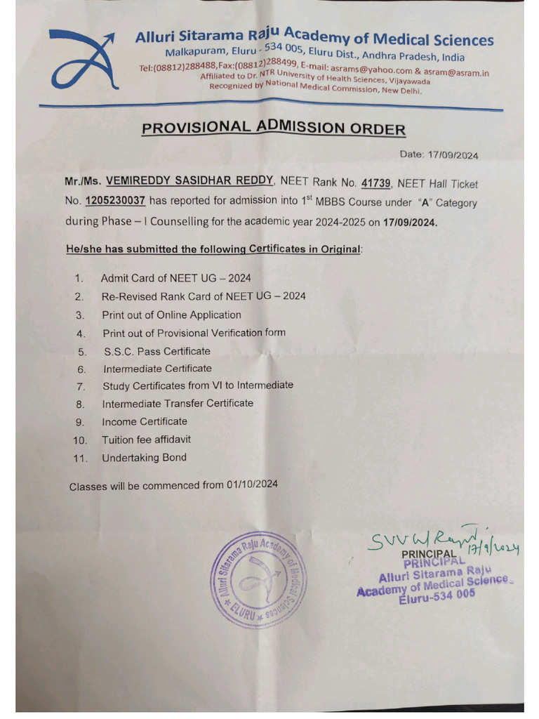admission order | PDF