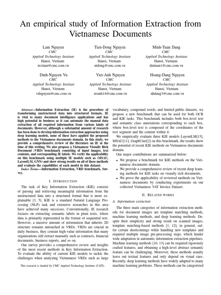 IEEE an Empirical Study of Information Extraction From Vietnamese ...