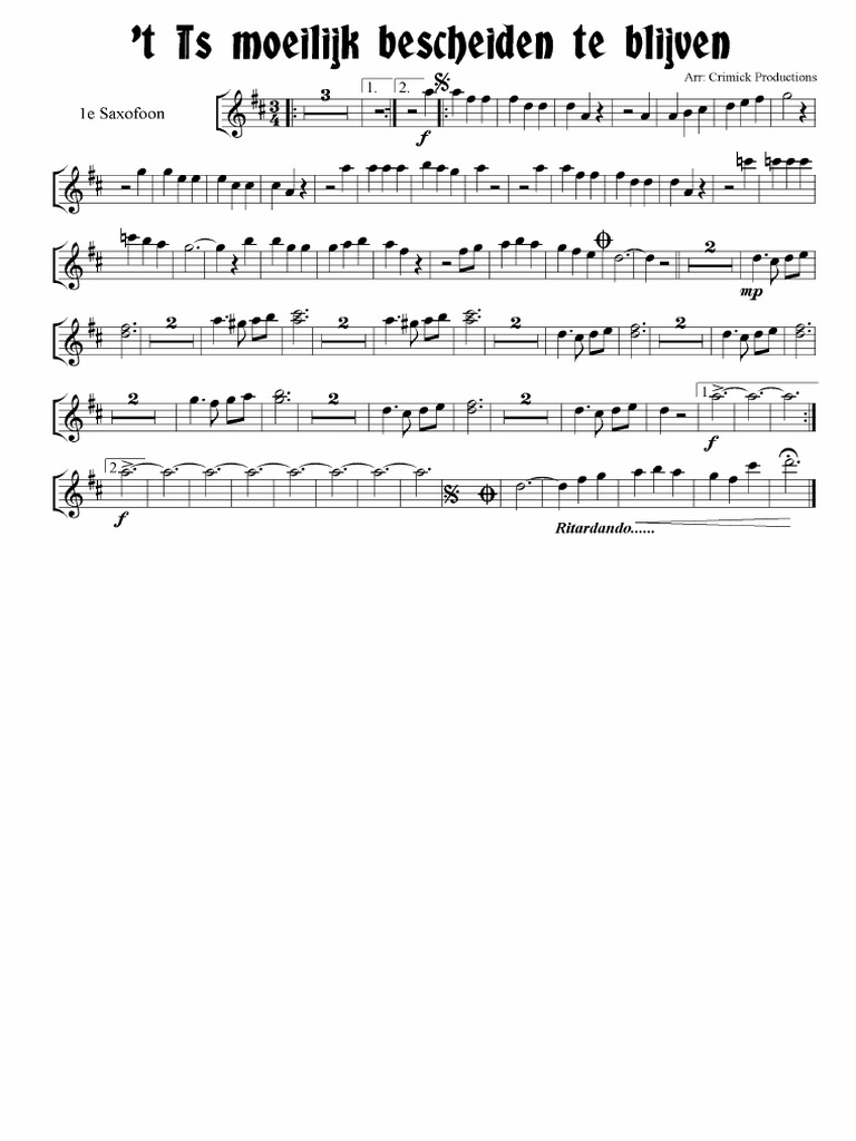 Moeilijk Bescheiden Altsax 1 | PDF