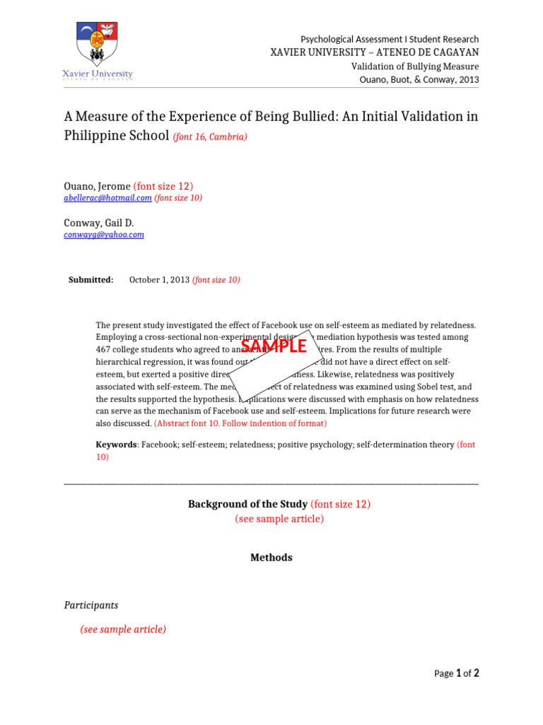 Format - Final Paper (2) | PDF | Self Esteem | Science