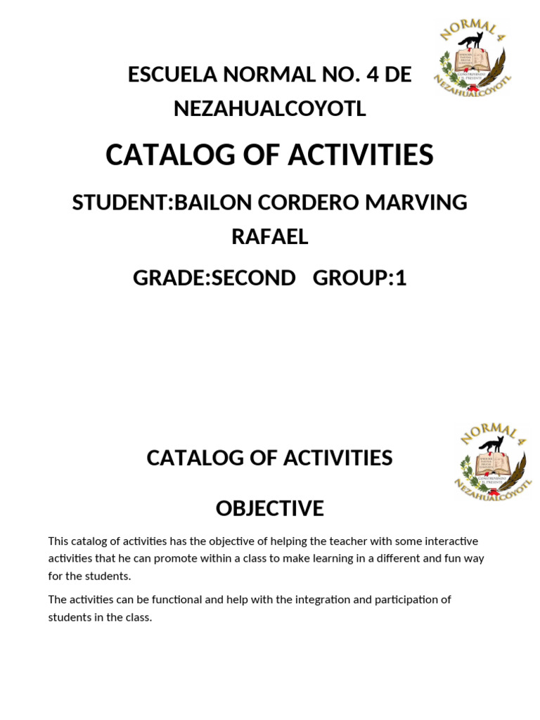 Interactive Classroom Activities Catalog | PDF | English Language ...