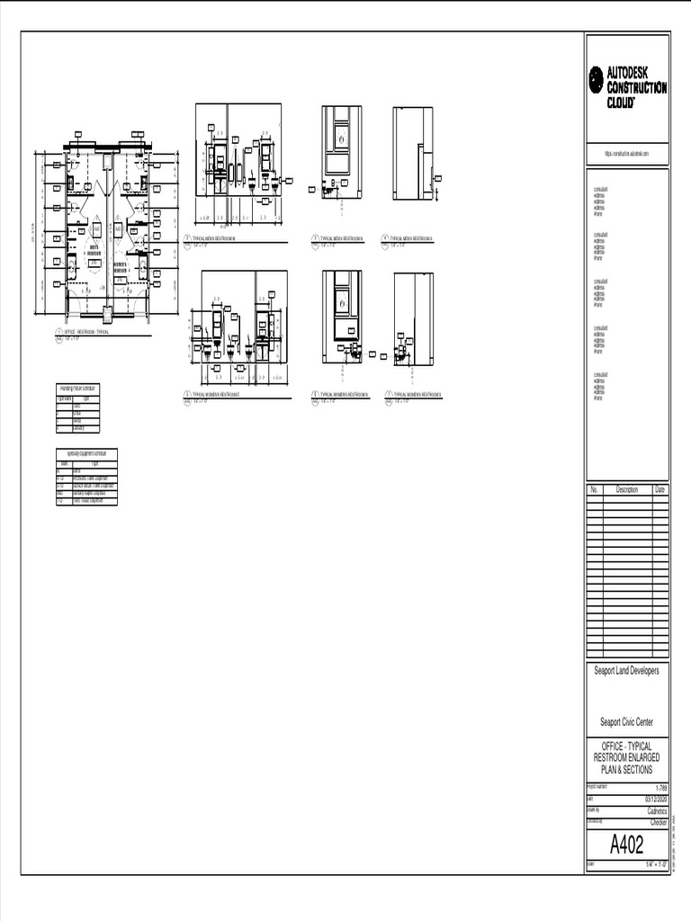 A402 - Office - Typical Restroom Enlarged Plan & Sections | PDF | Bathroom | Toilet
