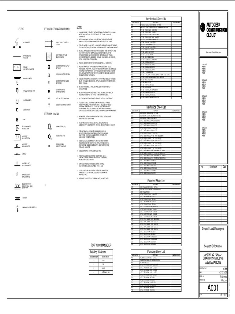 A001 - Architectural - Graphic Symbols & Abbreviations | PDF | Wall ...