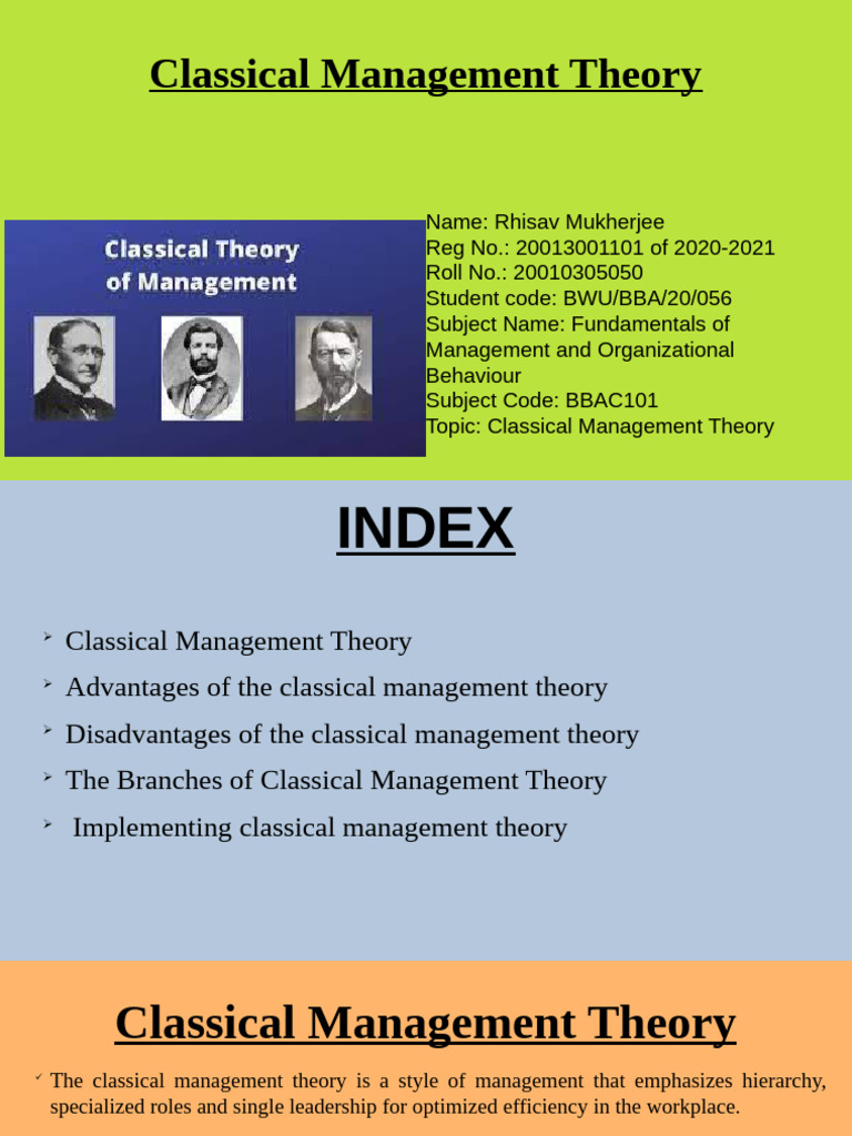 Classical Management Theories | PDF | Bureaucracy | Incentive