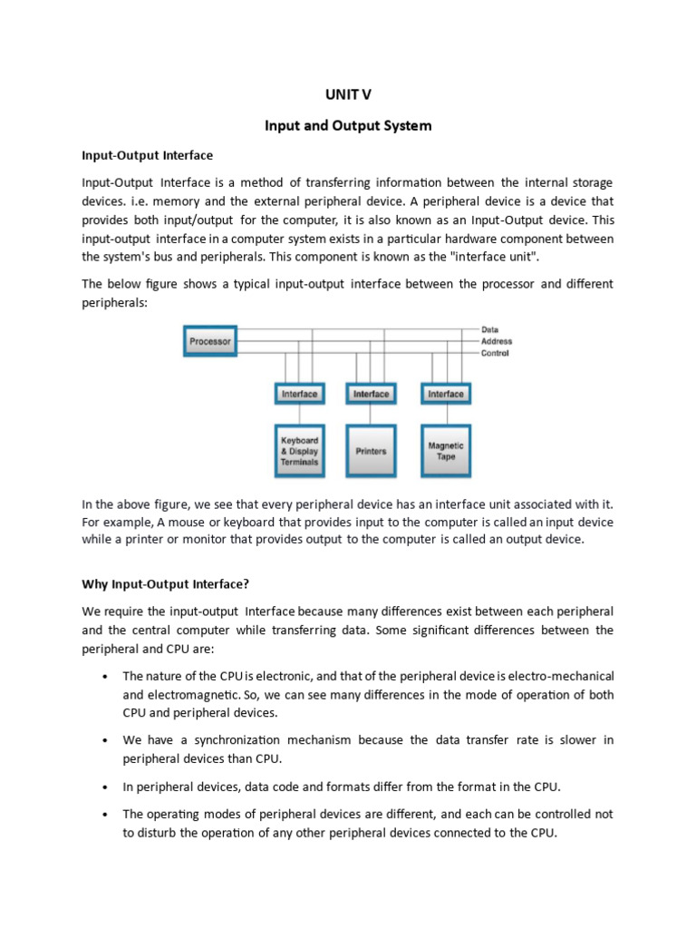 UNIT v Input and Output System | PDF | Input/Output | Central ... UNIT v Input and Output System | PDF | Input/Output | Central ...