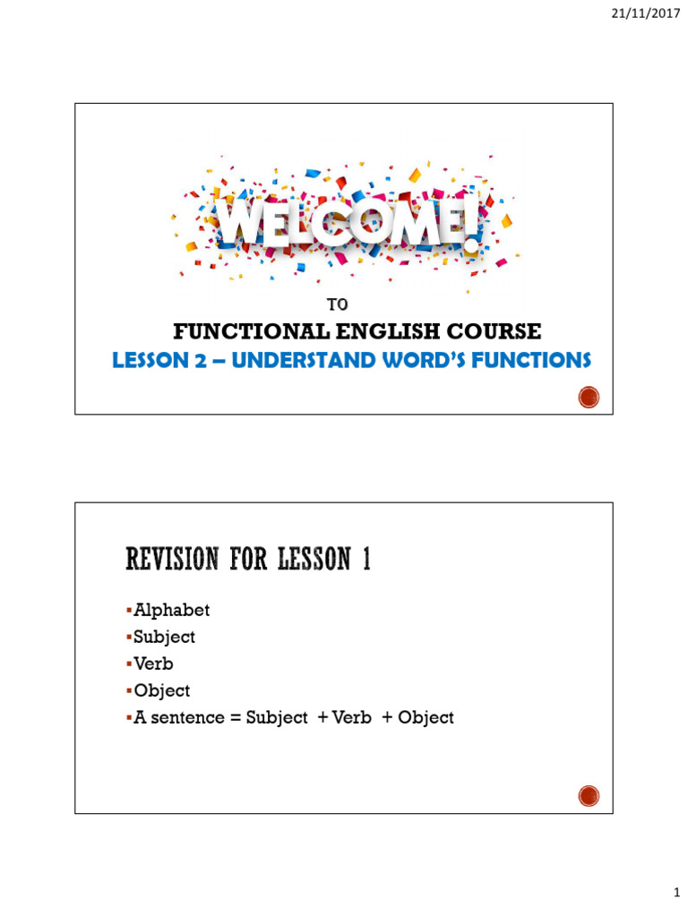 Functional English Course: Word Functions | PDF | Pronoun | Verb