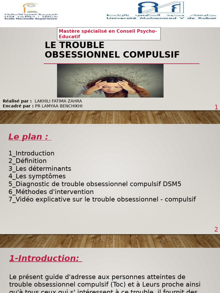 Présentation 7 (2) | PDF | Trouble obsessionnel compulsif | Psychothérapie