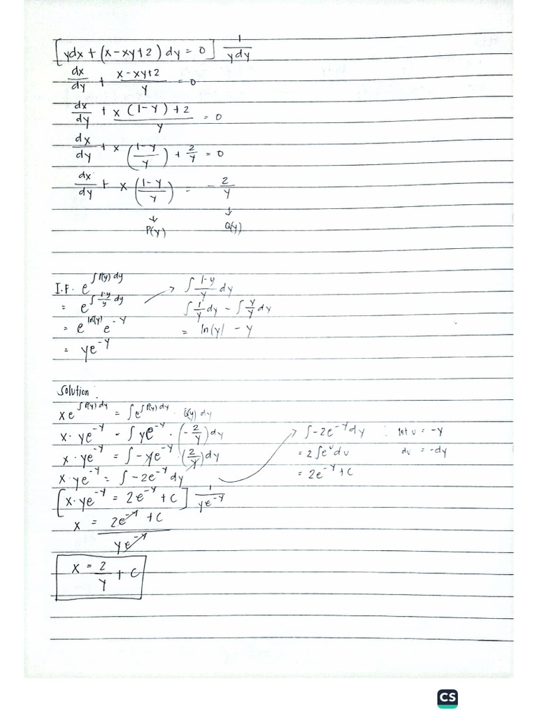 Linear Equation of Order One | PDF
