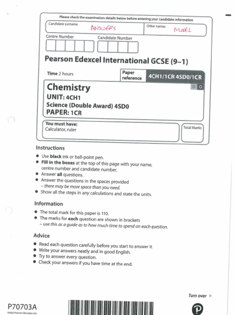 Pearson Edexcel Chemistry Exam Details | PDF | Physical Chemistry ...