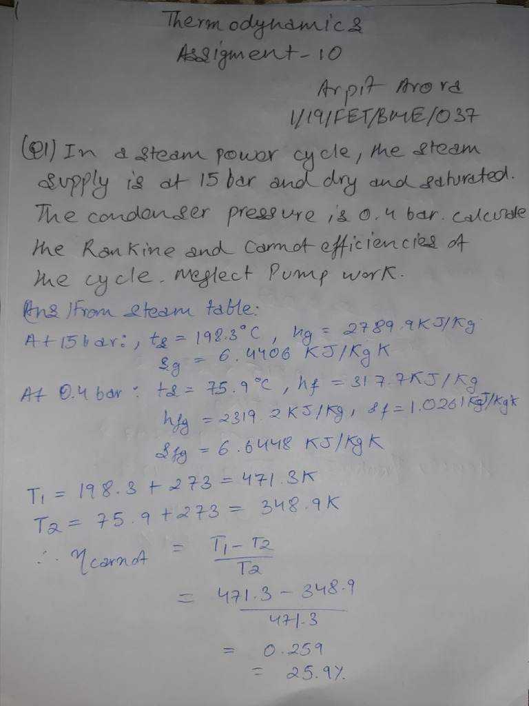 Thermodynamics Assignment 10 | PDF